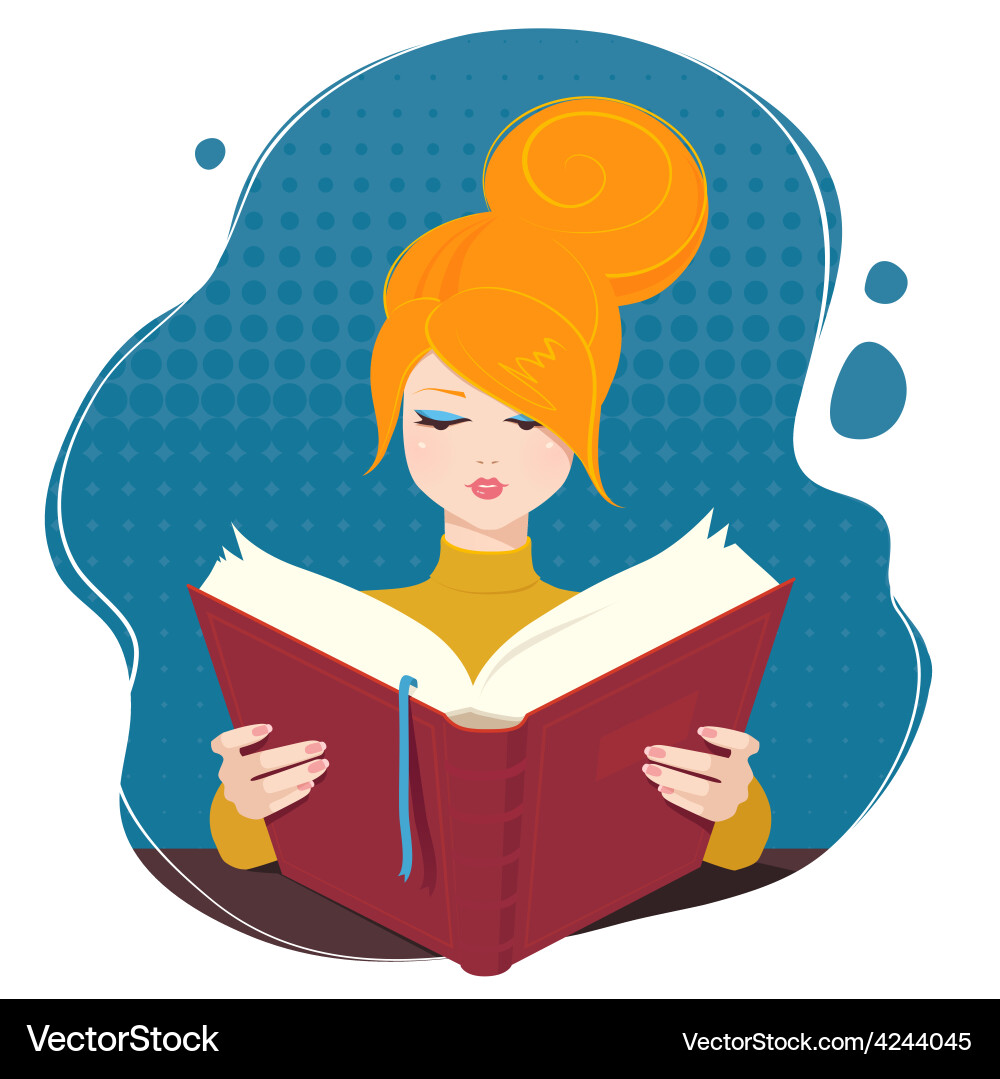 Young Woman Reading a Book Royalty Free Vector Image