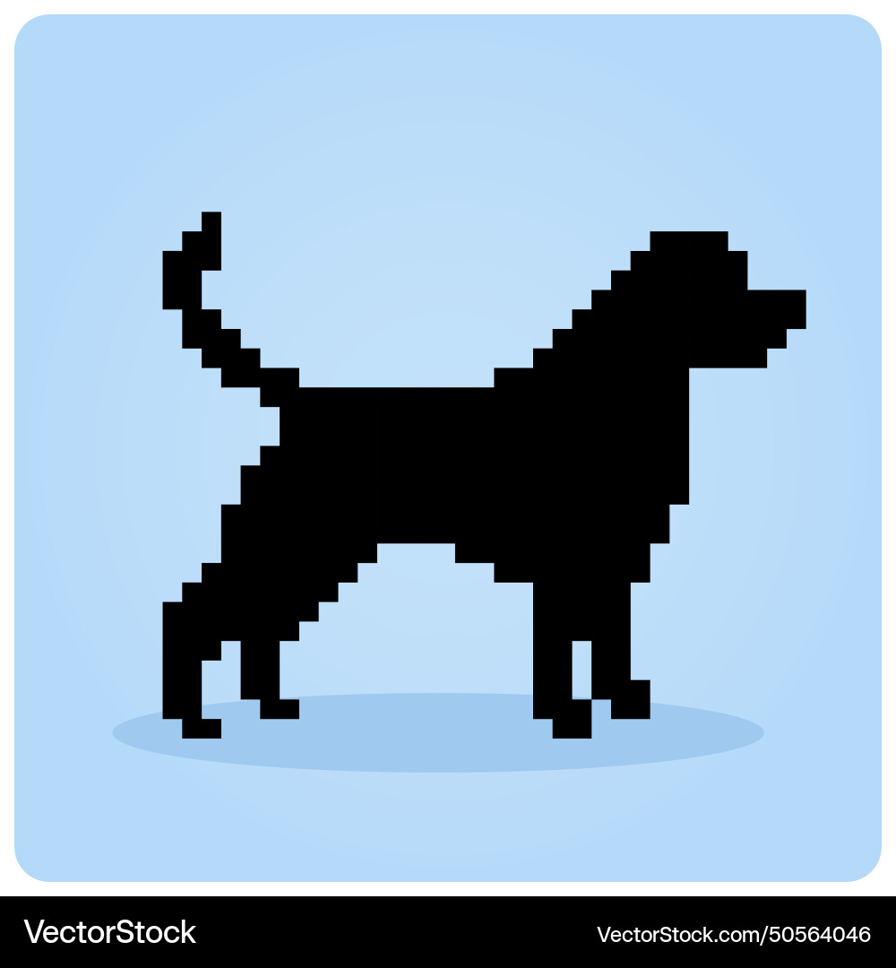 8 bit pixels dog silhouette an animal Royalty Free Vector