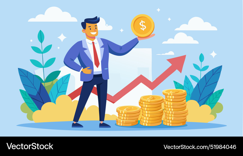 Businessman with profitable investments Royalty Free Vector
