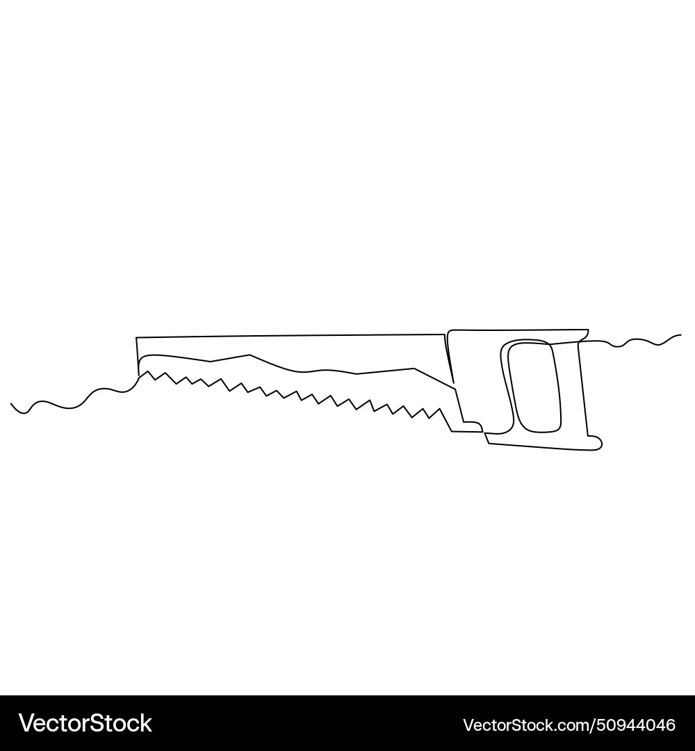 Continuous line drawing of a hand saw panel Vector Image