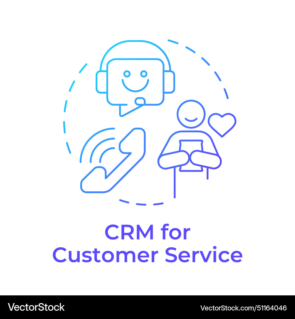 Crm for customer service blue gradient concept Vector Image