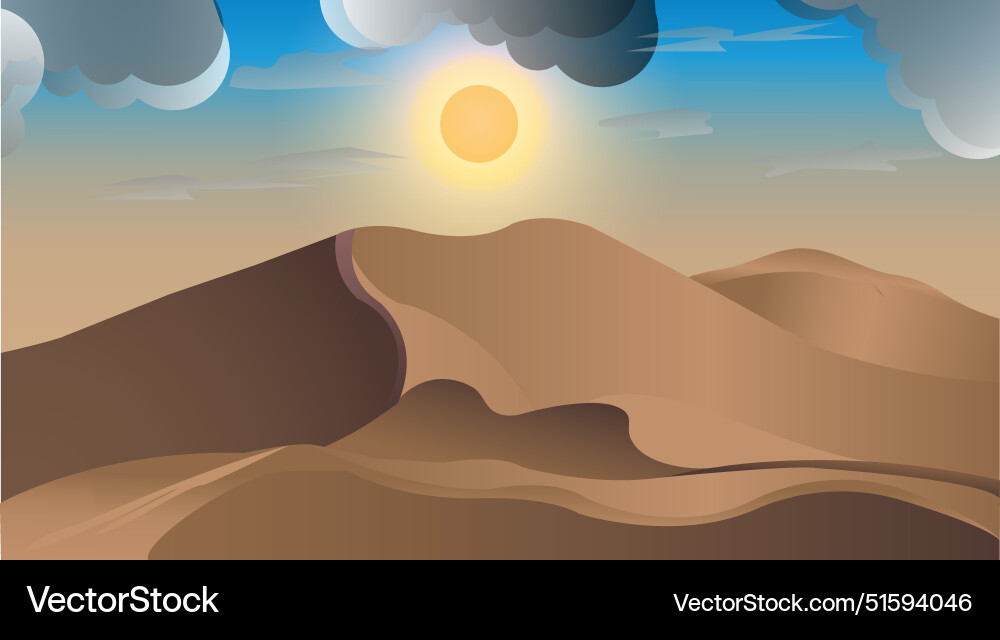 Desert landscape sunny and cloudy Royalty Free Vector Image