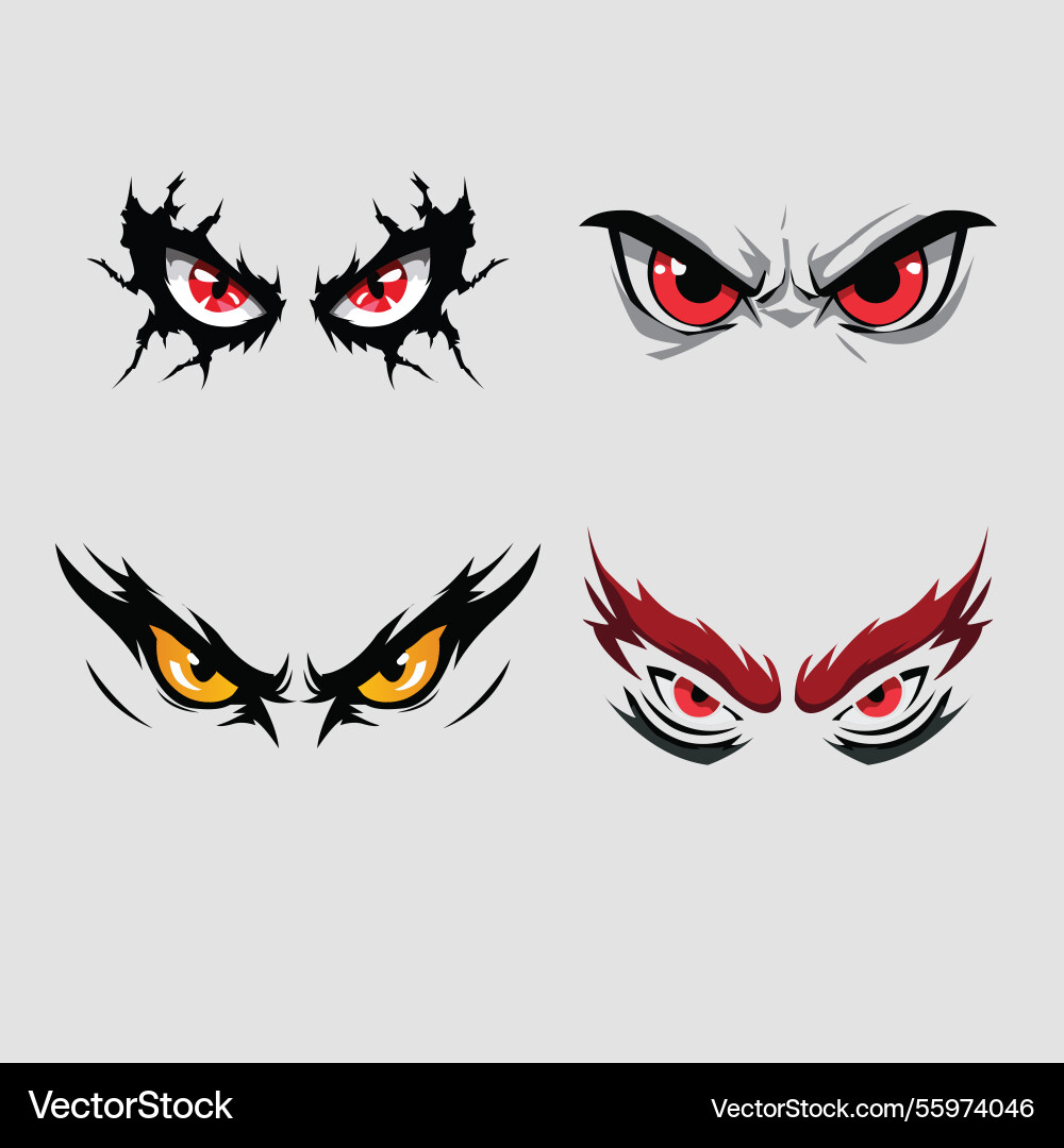 Evil angry monster eyes Royalty Free Vector Image