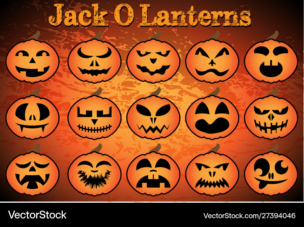 Halloween Jack-o'-Lanterns Royalty Free Vector Image