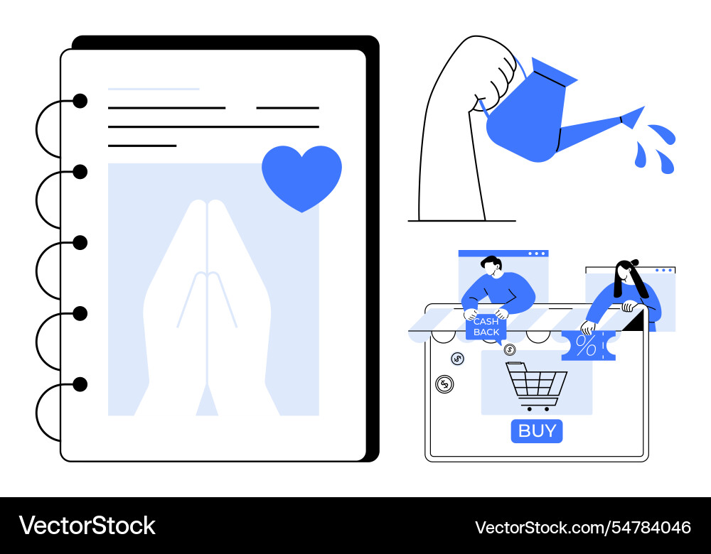 Modern note-taking e-commerce interaction Vector Image