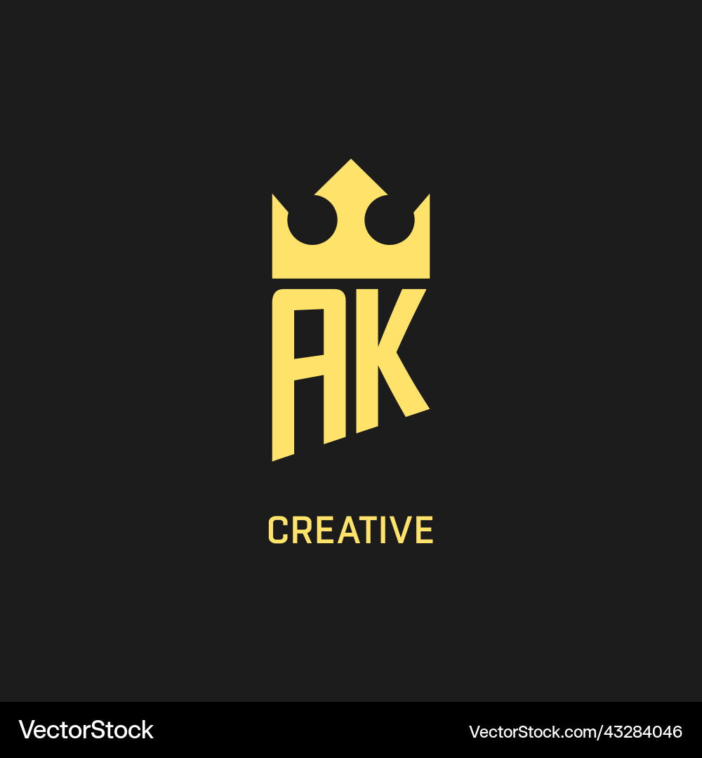 Monogram ak logo shield crown shape elegant Vector Image