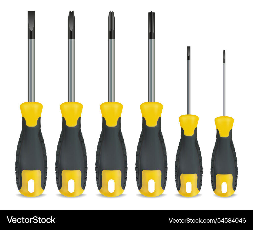 Realistic detailed 3d screwdriver with rubber Vector Image