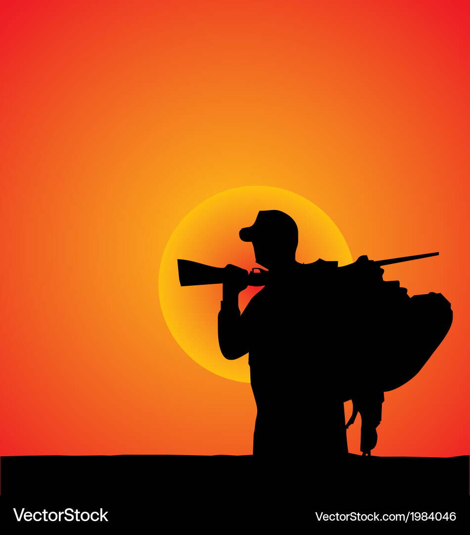 Sunset Hunter Silhouette Royalty Free Vector Image