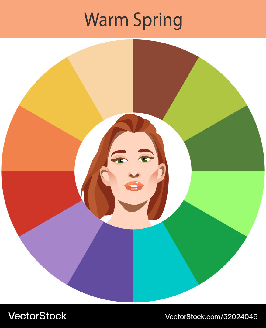 Warm Spring Color Palette - Woman Royalty Free Vector Image