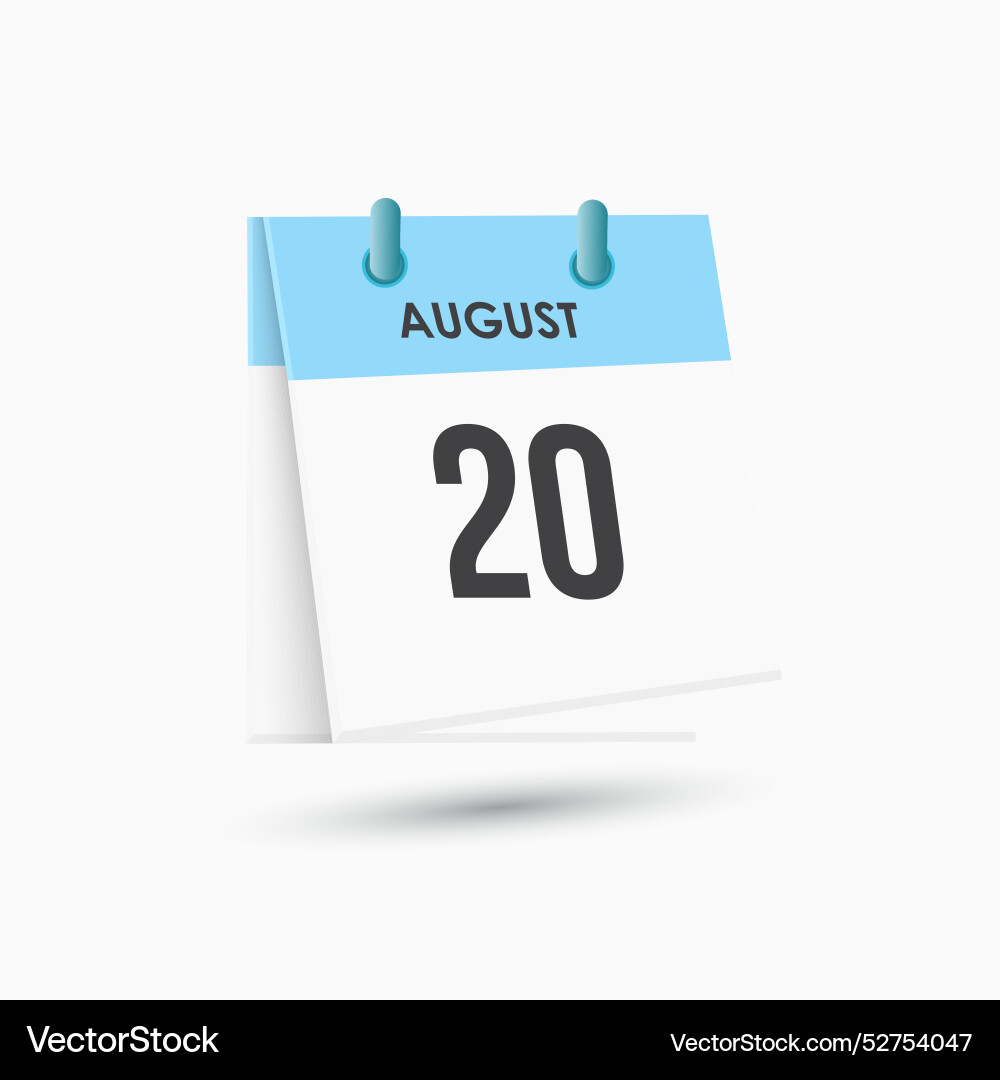 August 20 - calendar and time planner daily Vector Image