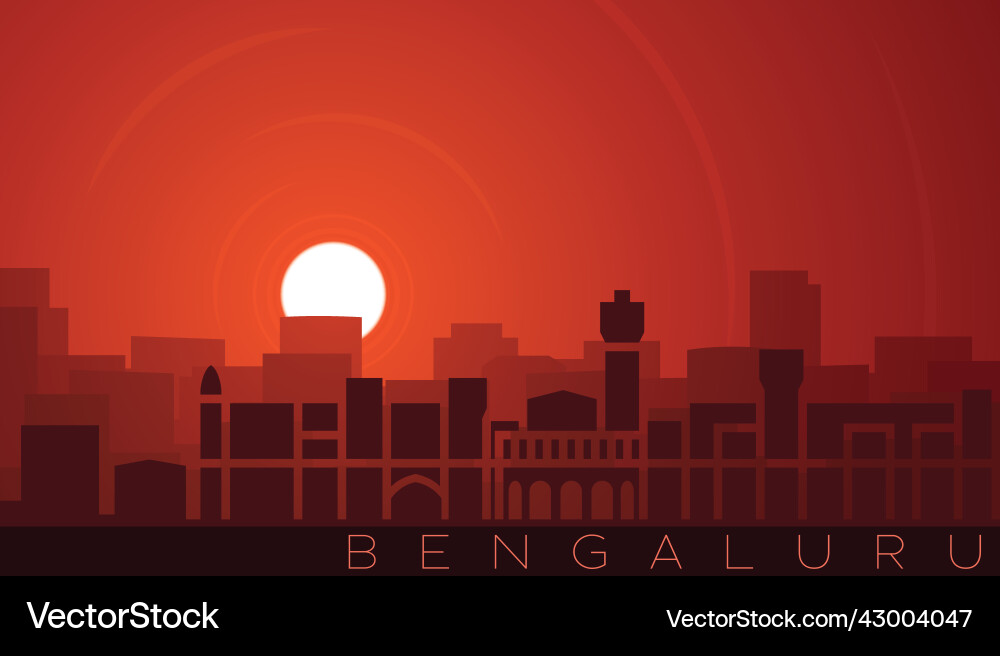 Bengaluru low sun skyline scene Royalty Free Vector Image
