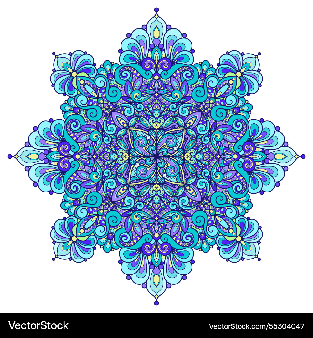 Blue mandala ethnic pattern isolated on white Vector Image