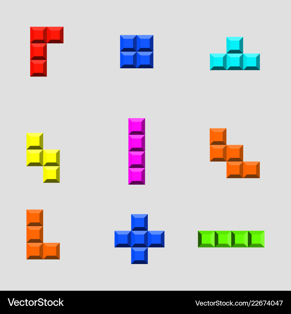 Classic Tetris Bricks Set Royalty Free Vector Image
