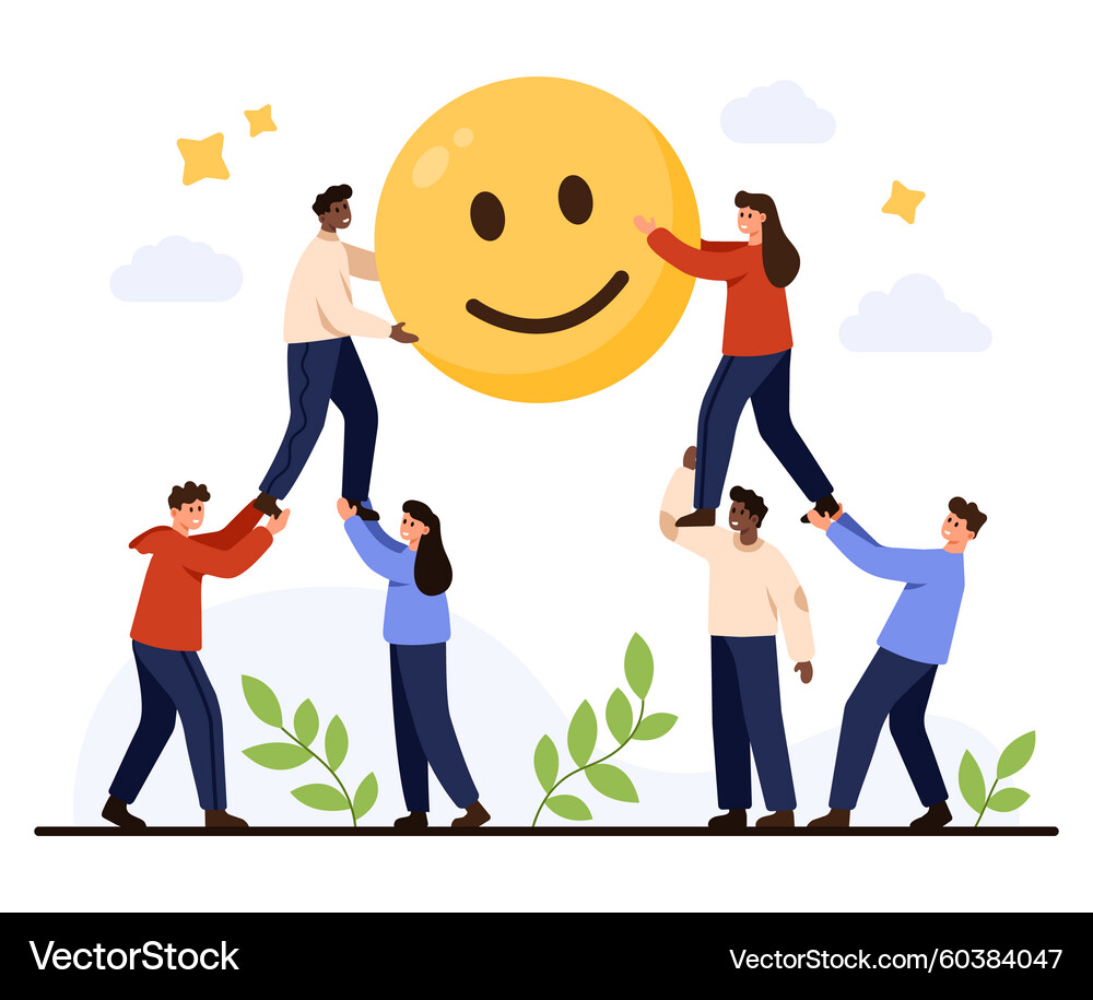 Diverse Team Lifting Smiley Face – Royalty-Free Vector | VectorStock