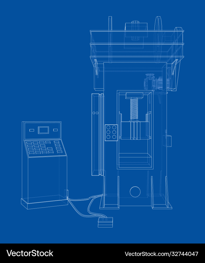 Friction screw press concept outline Royalty Free Vector