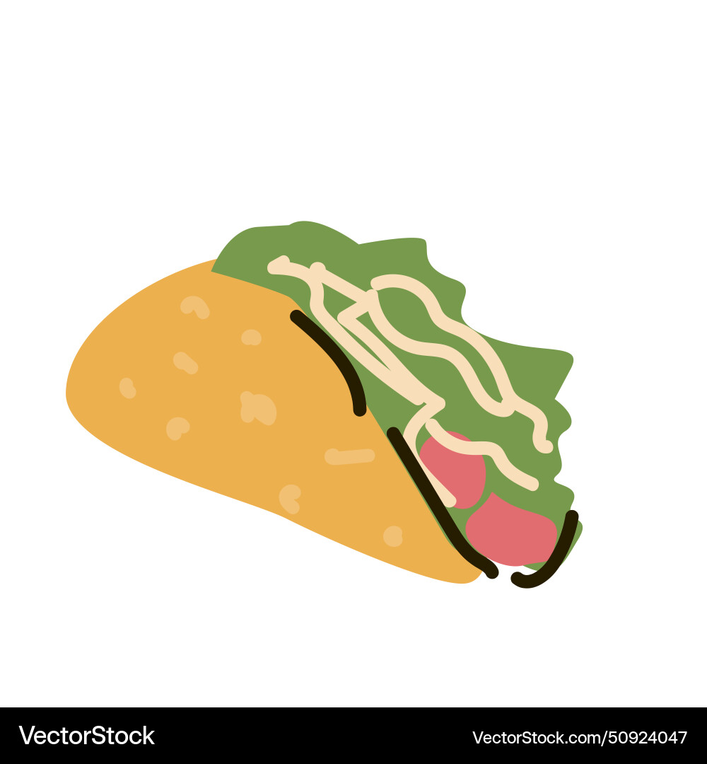 Hand drawn taco isolated Royalty Free Vector Image