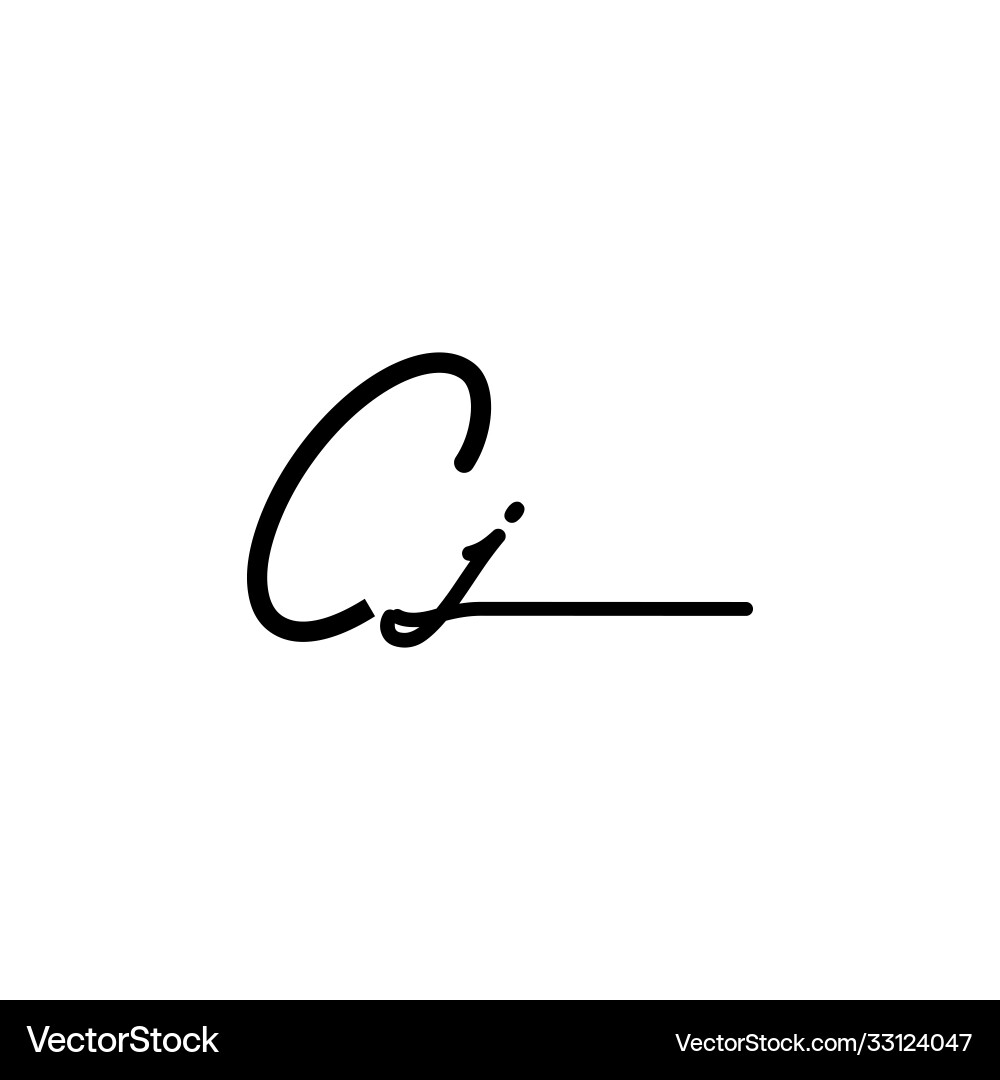 Letter cj signature logo template Royalty Free Vector Image