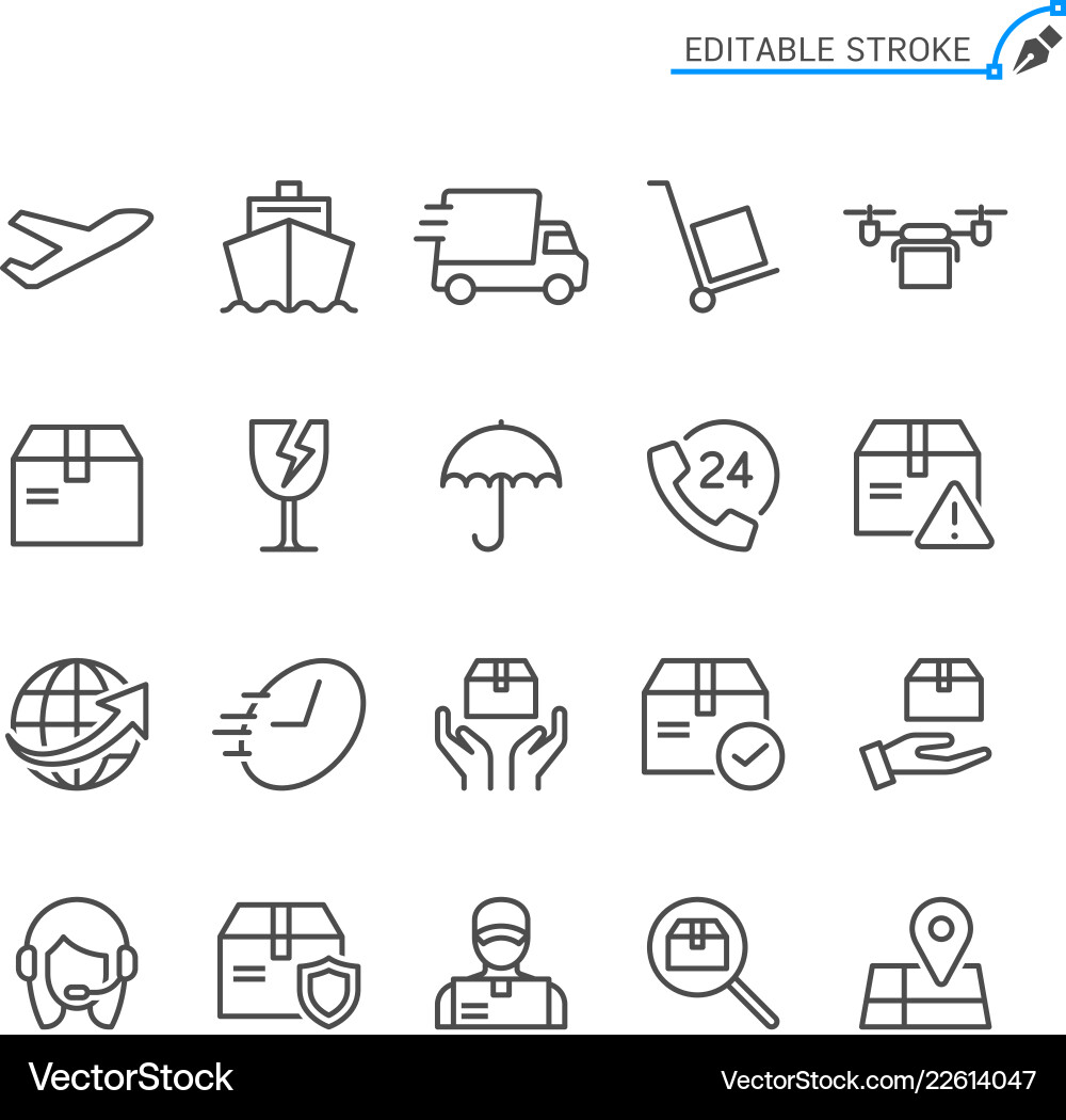 Logistics and shipping line icons editable Vector Image