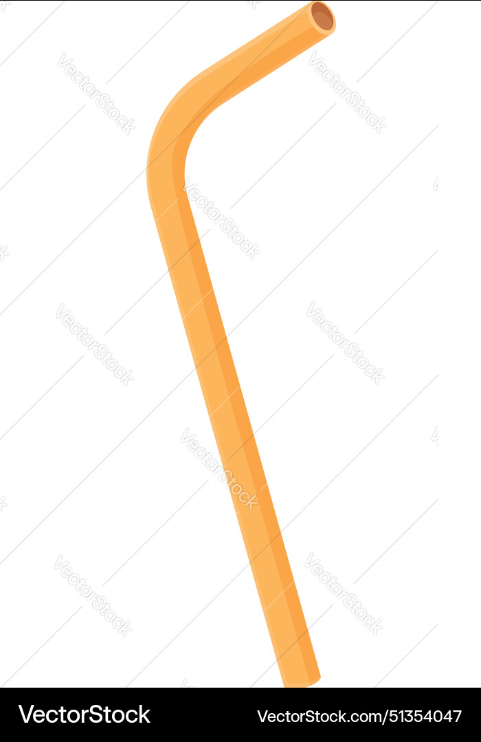 Orange plastic straw isolated on white Royalty Free Vector