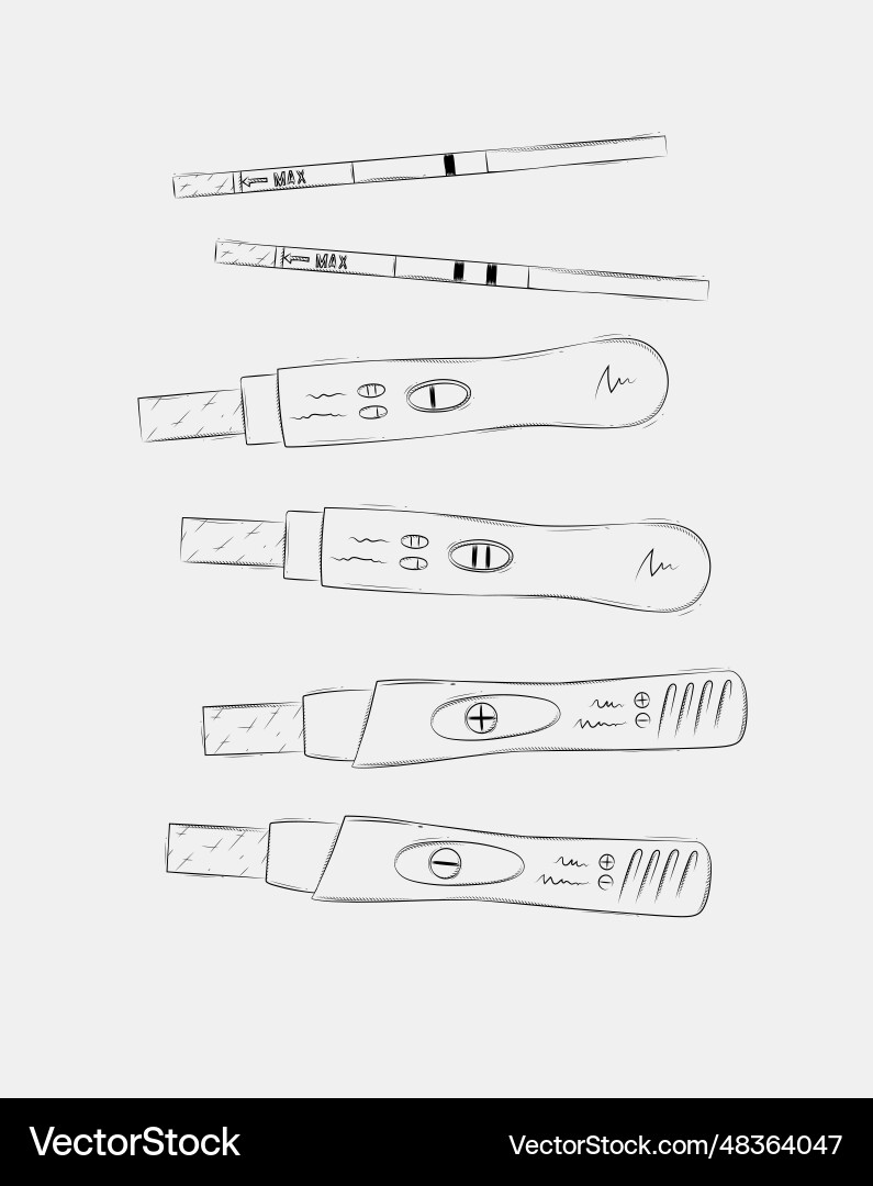 Pregnancy or ovulation tests composition drawing Vector Image