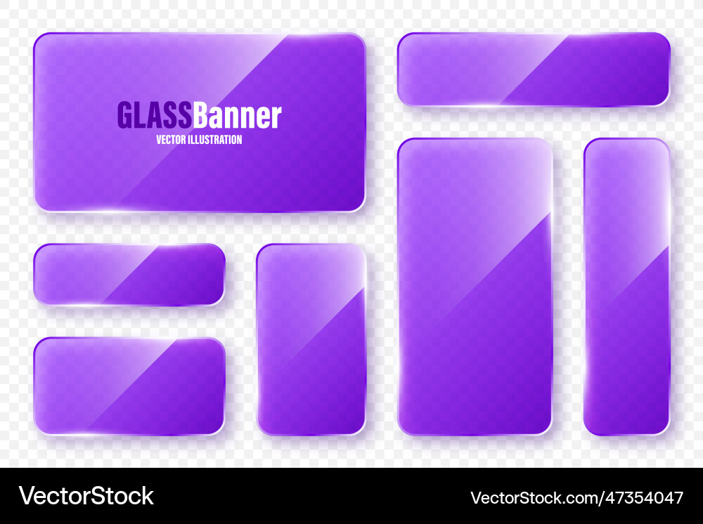 Realistic glass frames collection violet Vector Image