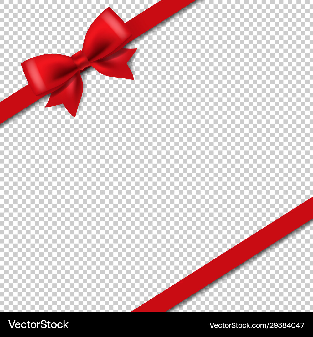 Silk red ribbon isolated transparent background Vector Image