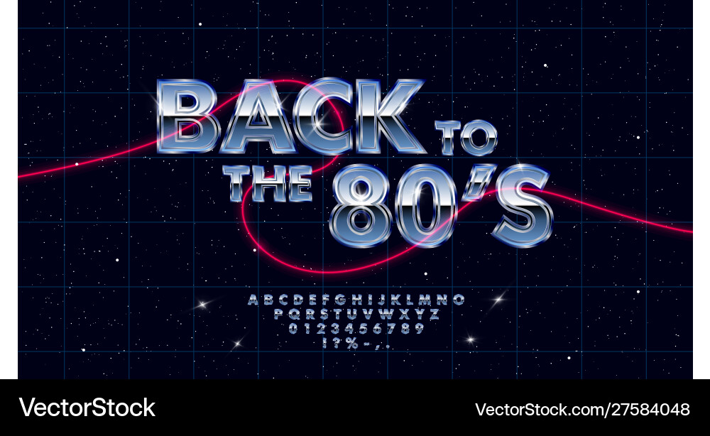 Neon Synthwave Font - 80s Retrowave Royalty Free Vector