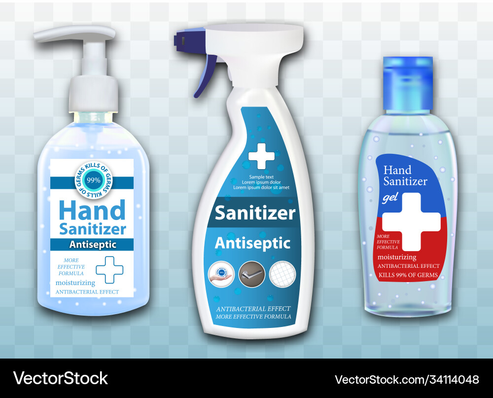 Packaging antiseptic for hands and surfaces Vector Image