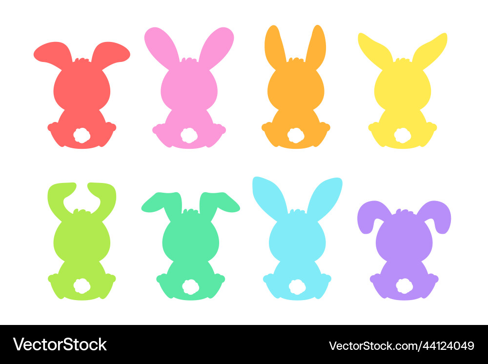 Blank cartoon colorful rabbit silhouette shape Vector Image