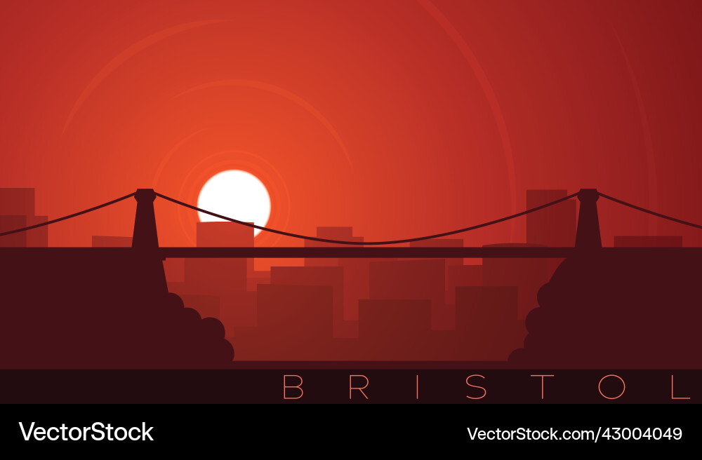 Bristol low sun skyline scene Royalty Free Vector Image