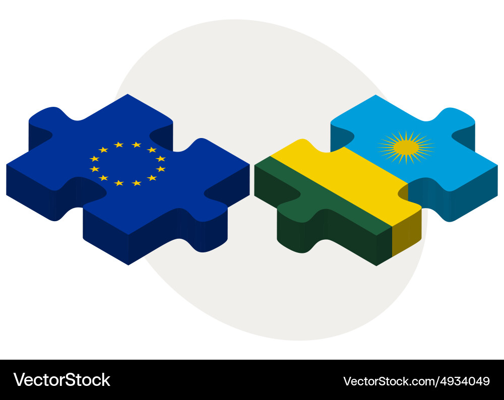 European union and rwanda flags Royalty Free Vector Image