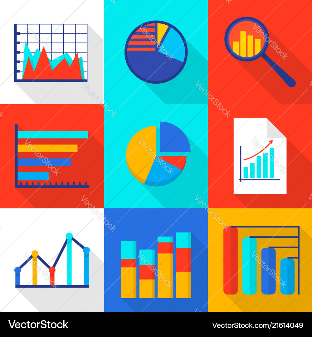 Financial expert icons set flat style Royalty Free Vector