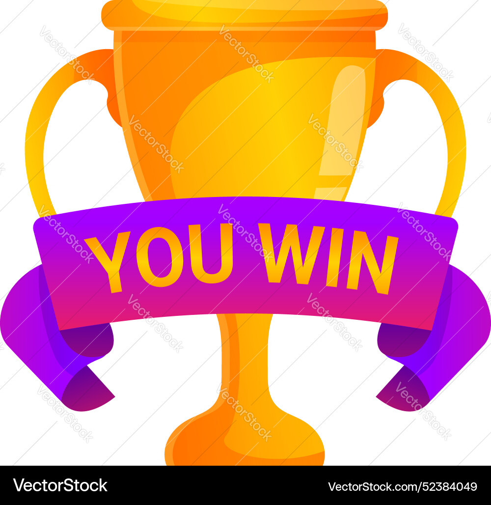Golden trophy celebrating victory with a you win Vector Image