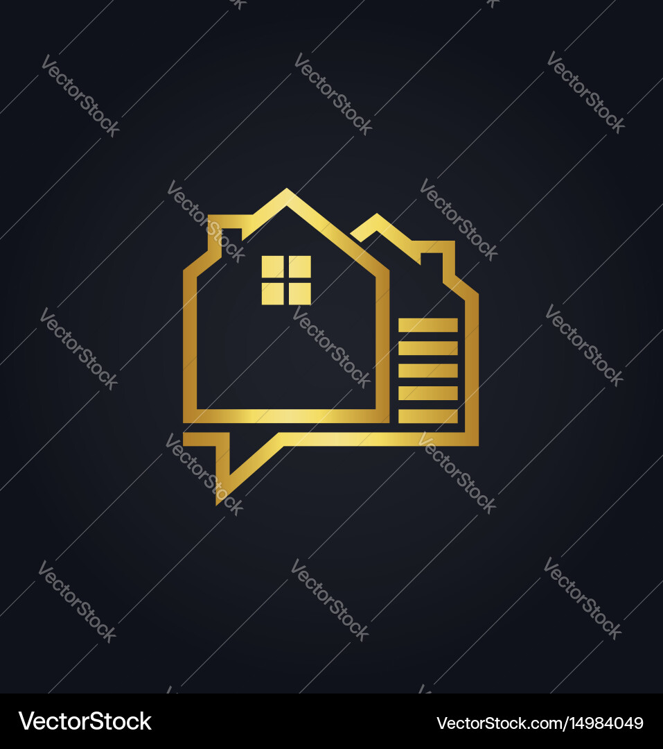 House data technology gold logo Royalty Free Vector Image