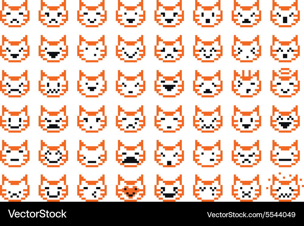 Pixel cat faces Royalty Free Vector Image - VectorStock