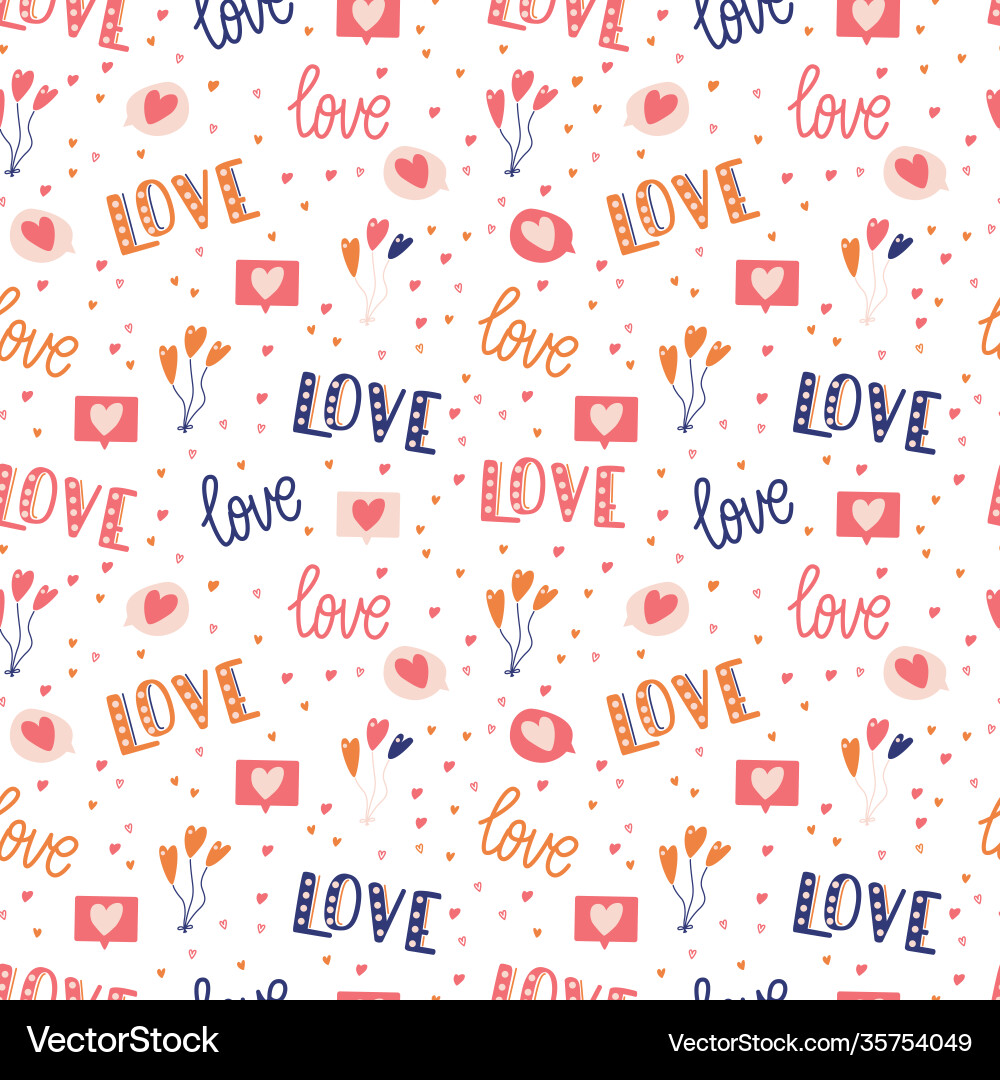 Seamless pattern with big collection love Vector Image