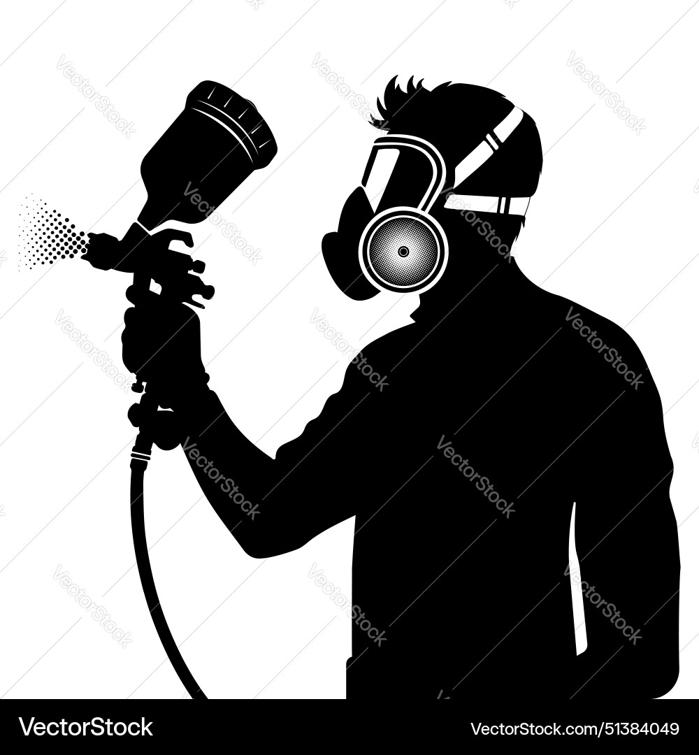 Silhouette of a painter with spray gun Royalty Free Vector