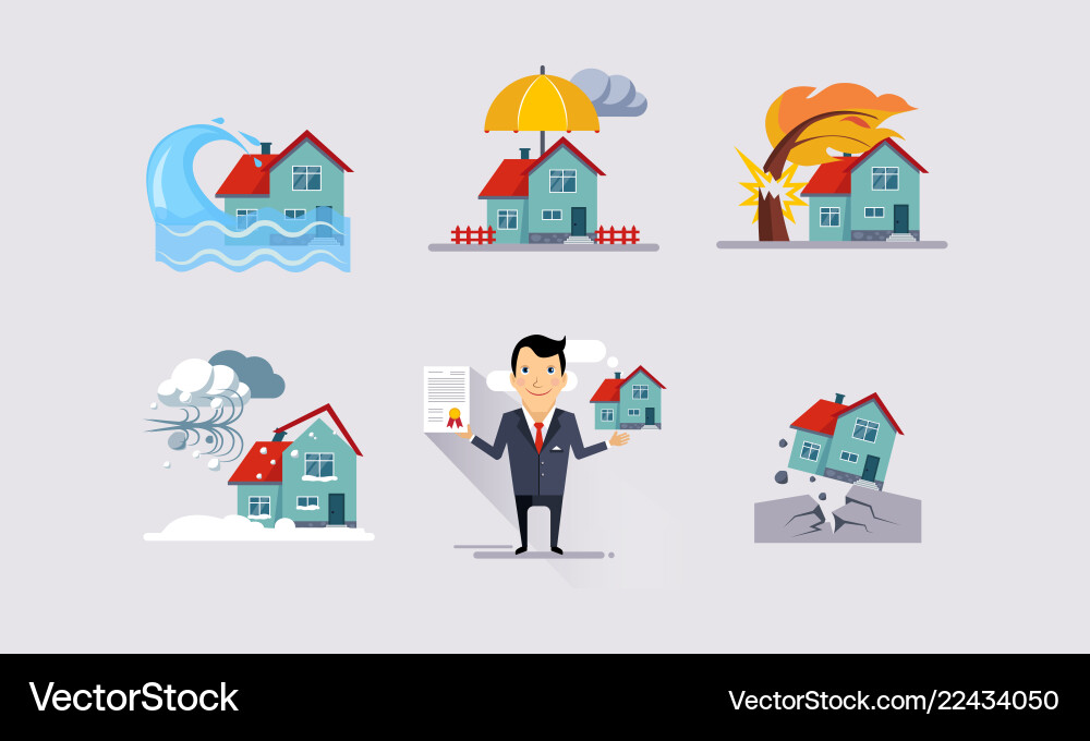 Disaster Insurance Icons Royalty Free Vector Image