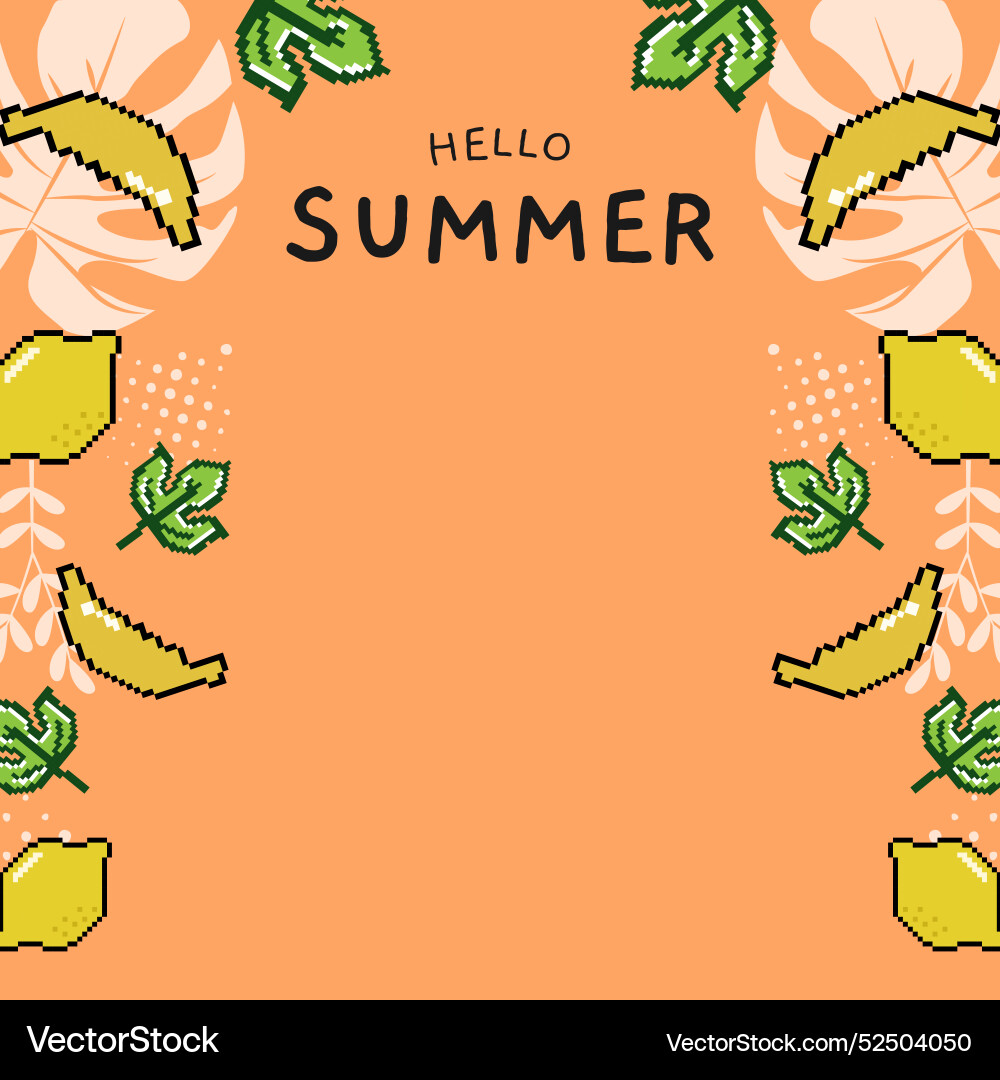 Hello summer square banner with tropical elements Vector Image