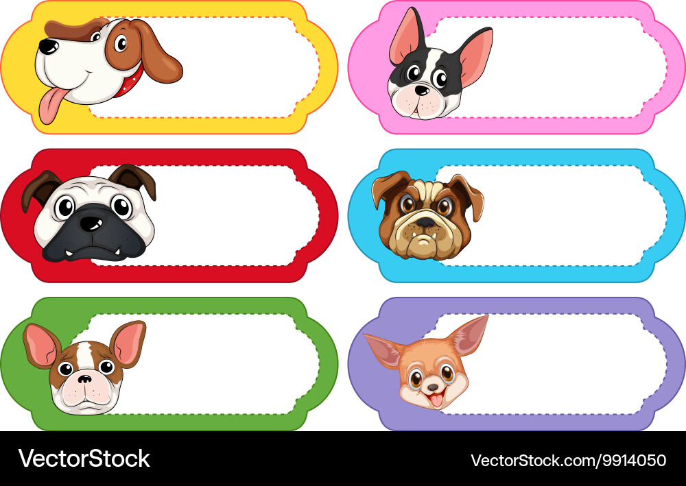 Label design with cute dogs Royalty Free Vector Image