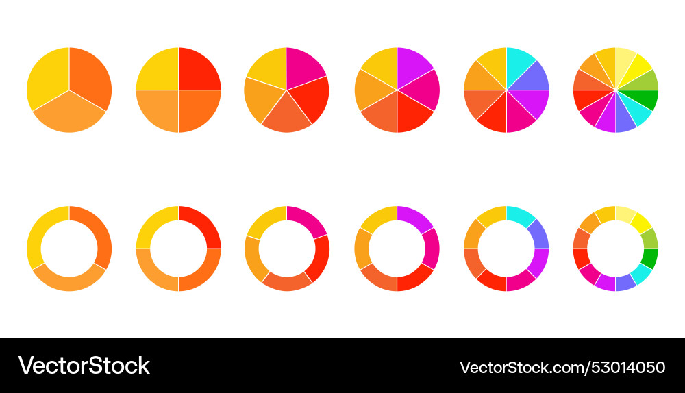 Pie chart set colorful diagram collection Vector Image Pie chart set colorful diagram collection Vector Image