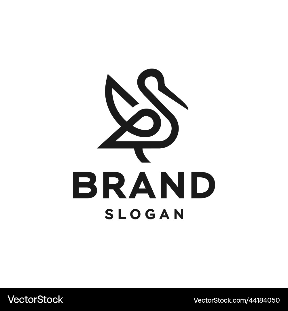 Stork logo lineart line outline monoline Vector Image