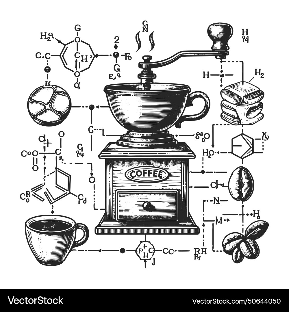 Vintage coffee grinder abstract formula Royalty Free Vector