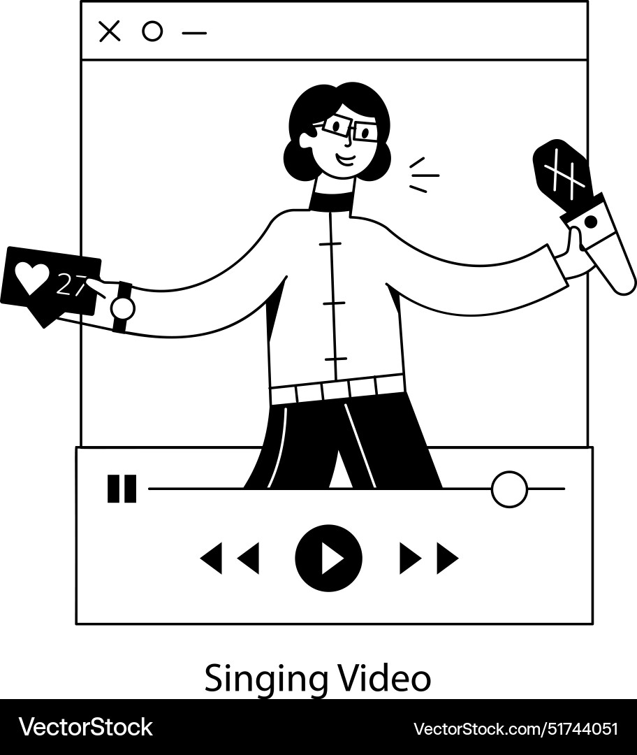 A linear mini of singing video Royalty Free Vector Image
