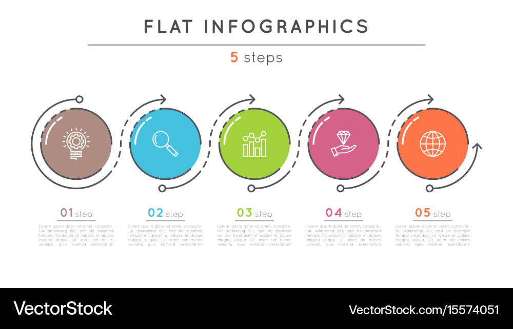 Flat style 5 steps timeline infographic template Vector Image