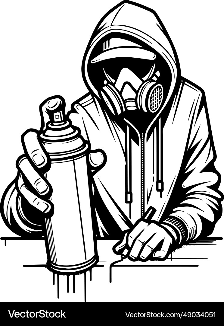 Graffiti Artist with Spray Can Royalty Free Vector Image