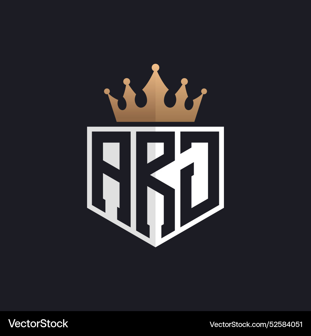 Luxury arj logo with crown elegant initials Vector Image