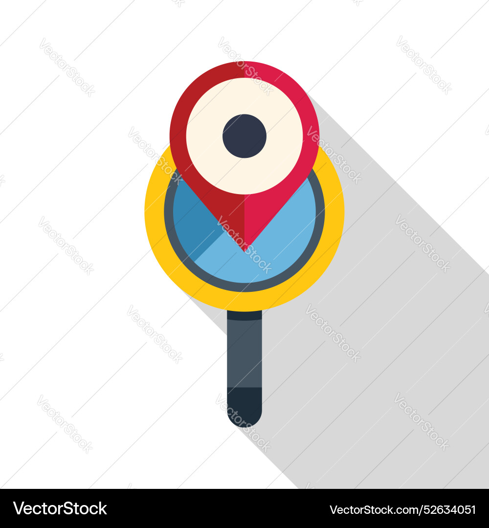 Magnifying glass pointing location with map pin Vector Image