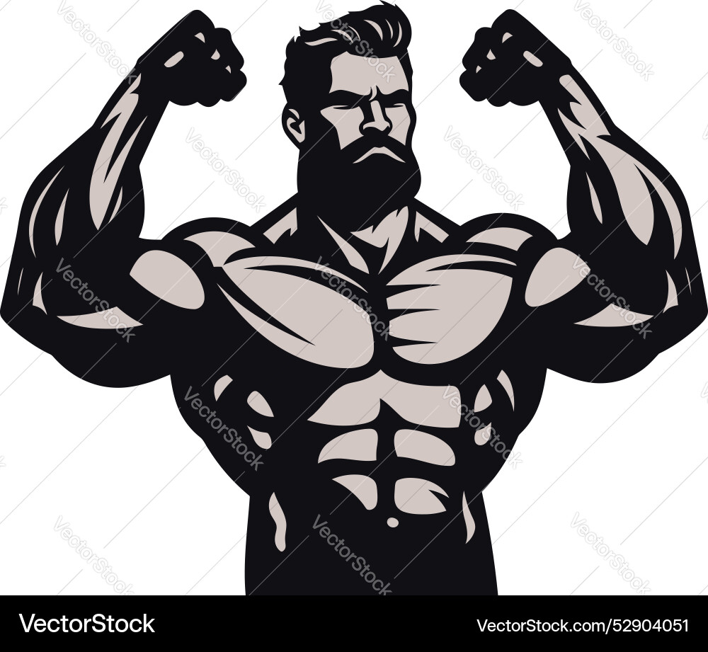 Mighty muscles monochrome showcase Royalty Free Vector Image