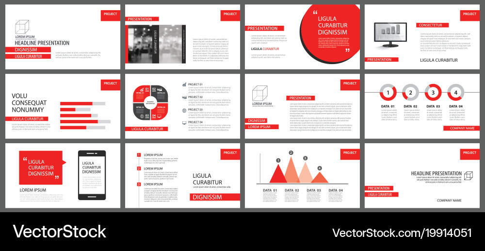 Red presentation templates for slide show Vector Image
